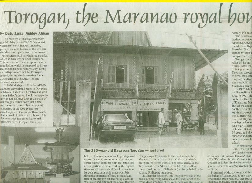 Torogan, the Mranao royal house – Postprandial Musings, 2.0